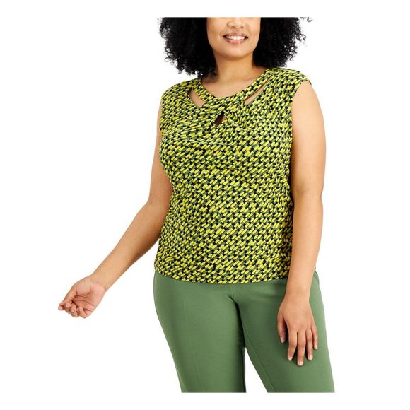Kasper | Tops | Kasper Womens Green Cut Out Twist Front Sleeveless ...